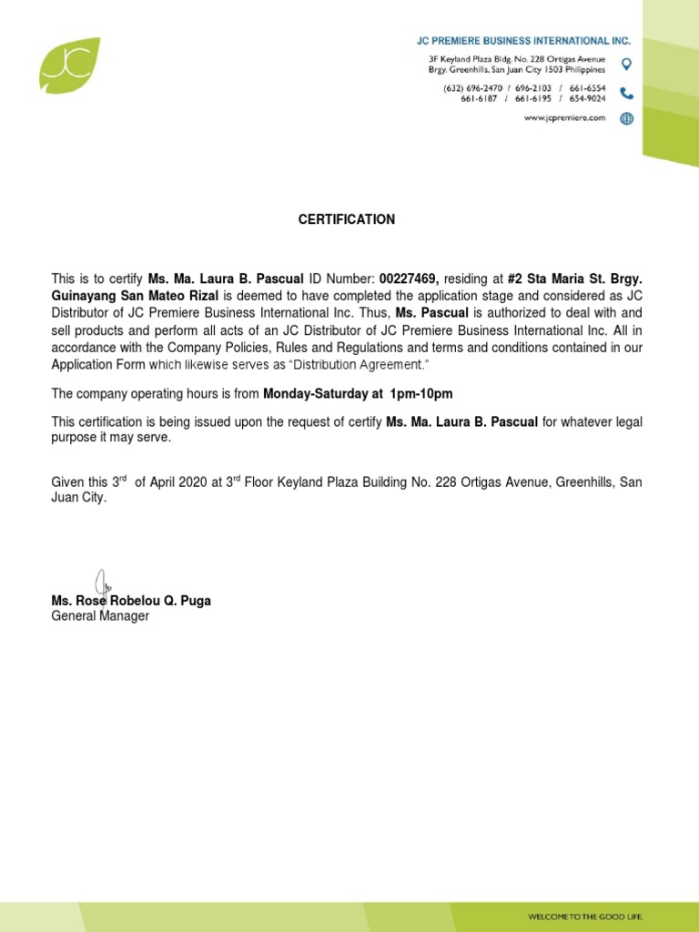 Distributor-Certification Ms - Ma - Laura-B - Pascual | PDF