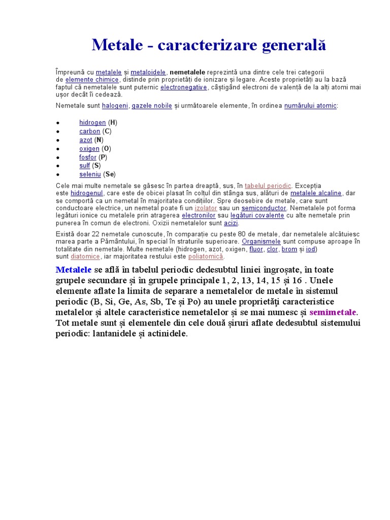 Metale Si Nemetale | PDF