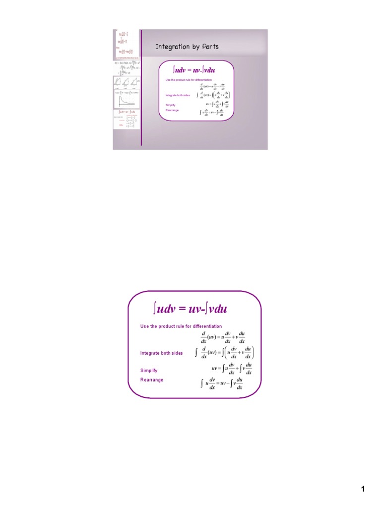 Udv Uv - Vdu: Integration by Parts | PDF