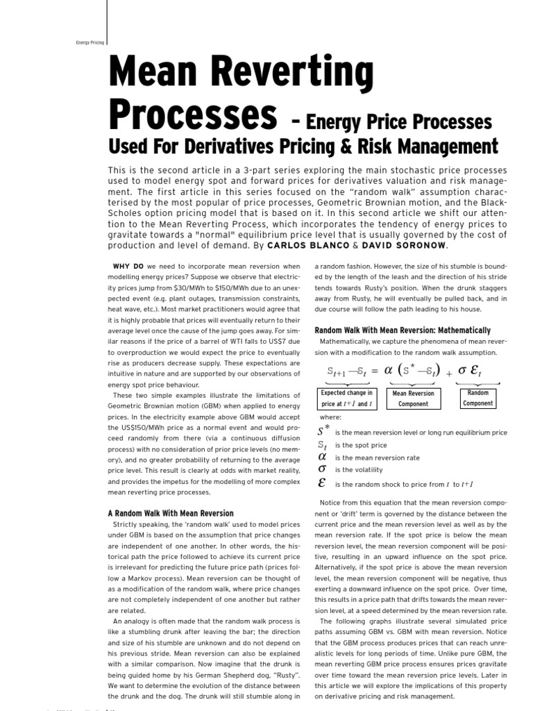 A Mean Reverting Processes | Volatility (Finance) | Option (Finance)