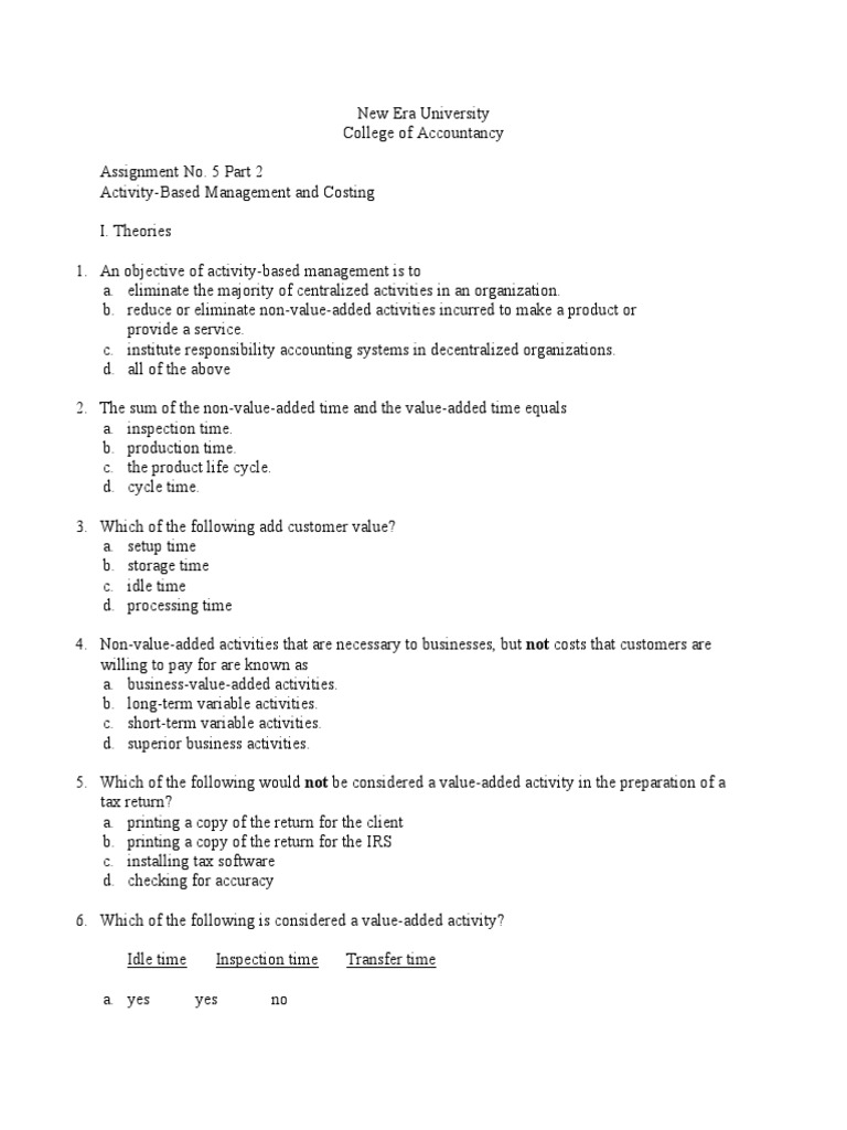 CA Assignment No. 5 Part 2 ABC | PDF | Business | Business Economics
