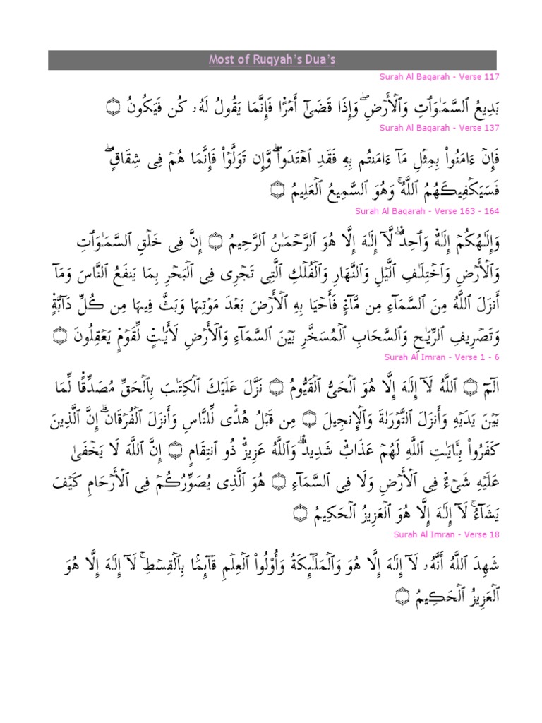 Most of Ruqyah's Dua's: Surah Al Baqarah - Verse 117 | PDF | Surah ...