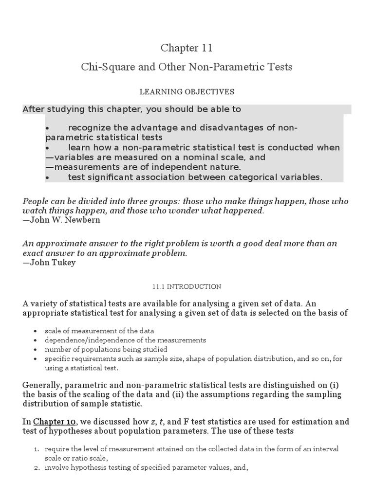 Chi-Square: Non-Parametric Tests Explained | PDF | Statistical ...