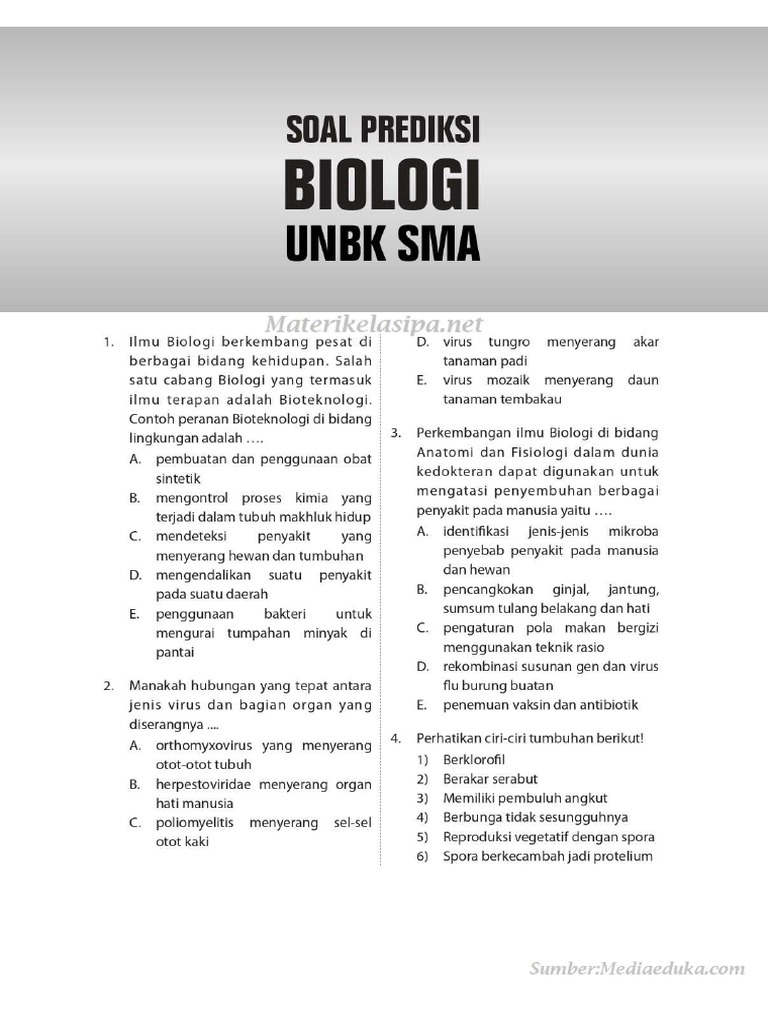 Latihan Soal UN Biologi SMA 2020 | PDF