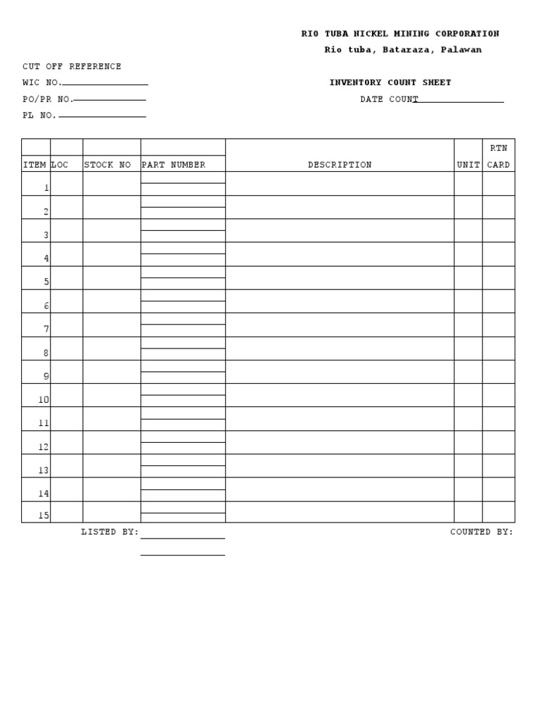 Count Sheet | PDF