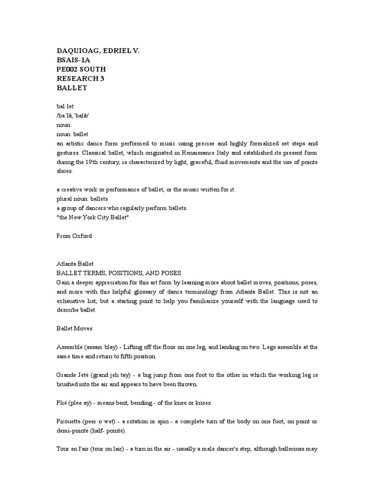 An Introduction to Ballet: Definitions, Terms, Positions, and Basic ...