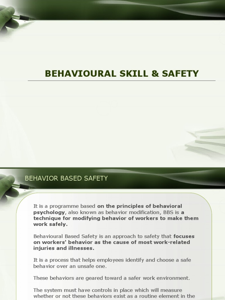 Behavioral Safety Training Overview | PDF | Behavior | Safety