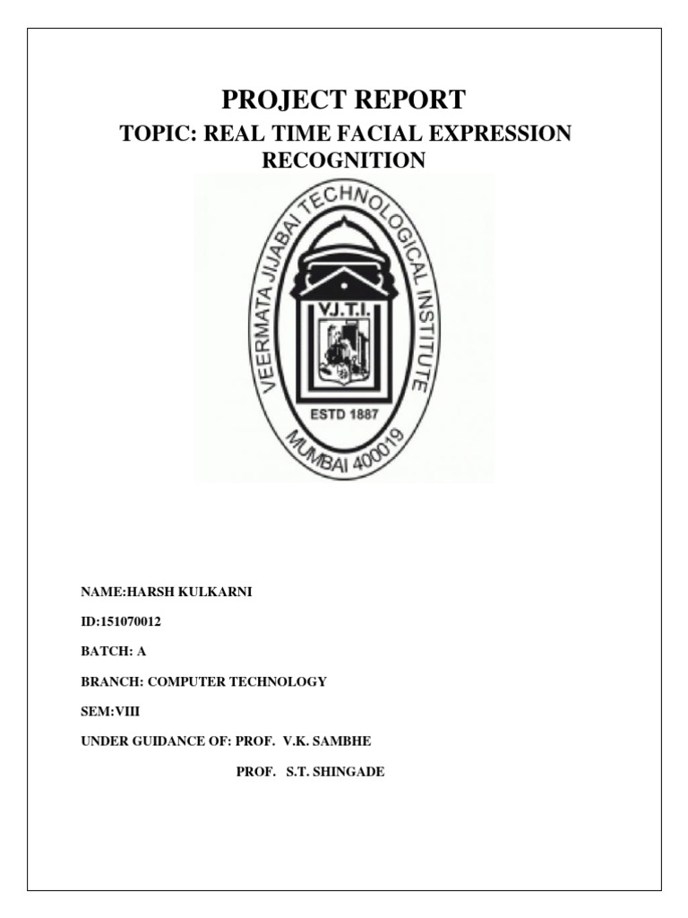 Project Report: Topic: Real Time Facial Expression Recognition | PDF | Computational ...