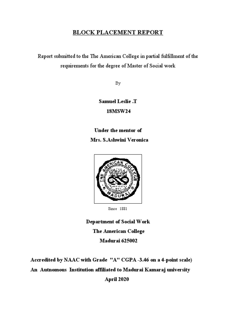 Front Page of The Report | PDF