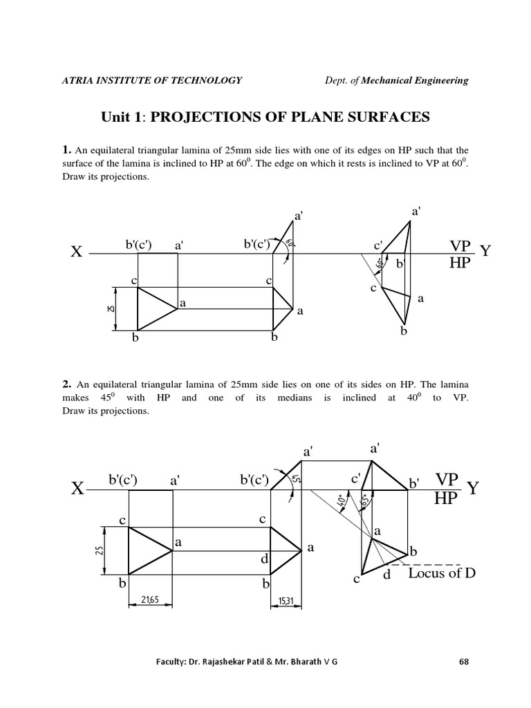 03 - AIT - CAED - Projection of Planes PDF | PDF | Rectangle | Polytopes