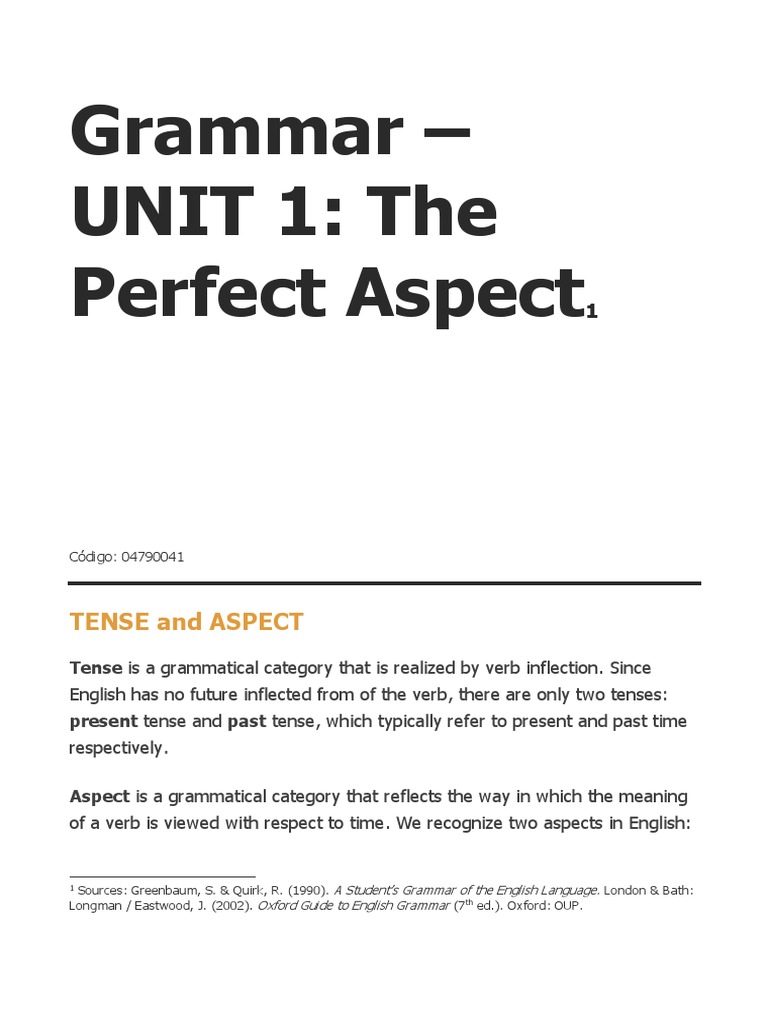 Understanding the Perfect Aspect in English | PDF | Perfect (Grammar ...