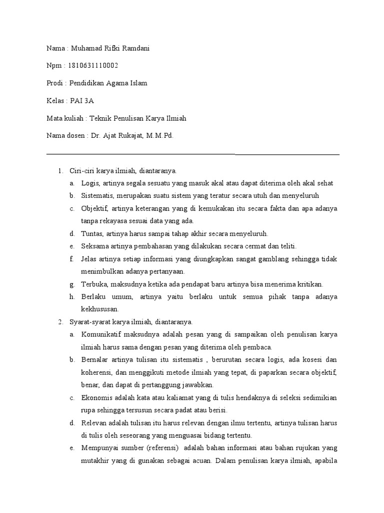 Penulisan Karya Ilmiah Rifki | PDF