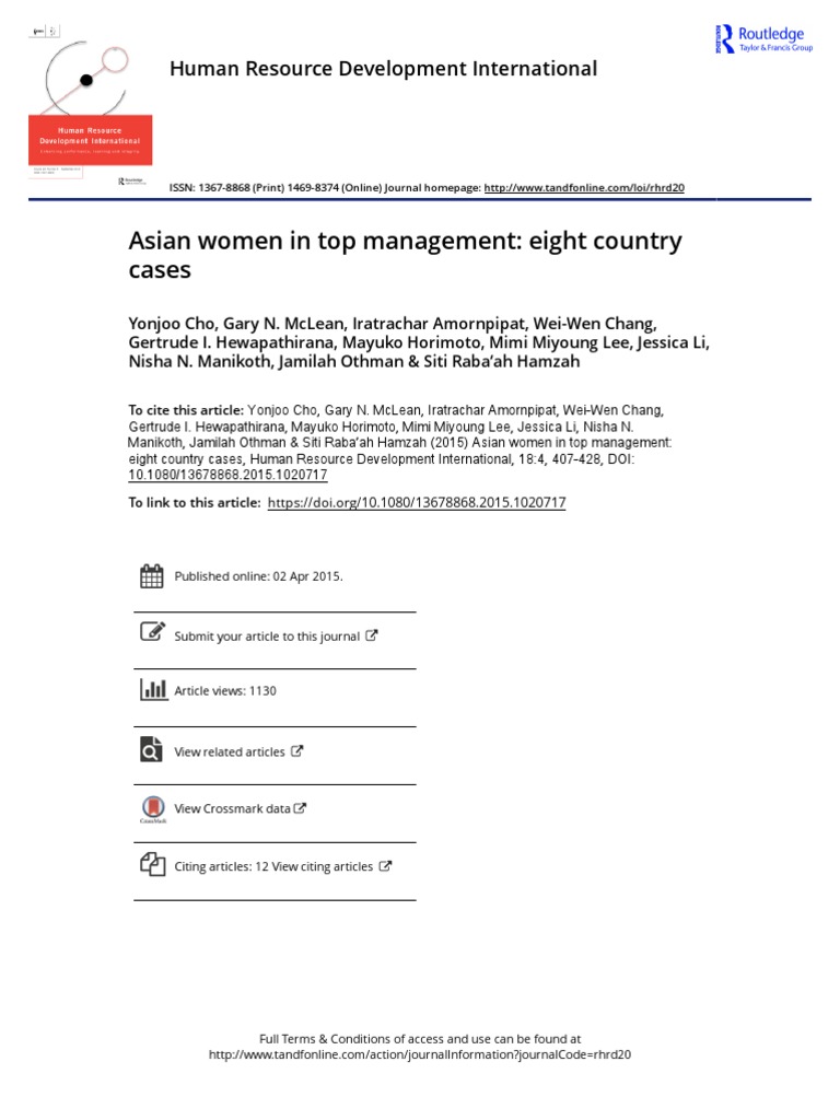 Asian Women in Top Management-Eight Country Cases | PDF | Gender Role ...