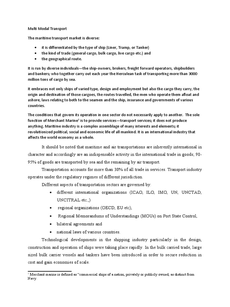 Multi Modal Transport | PDF | Containerization | Cargo