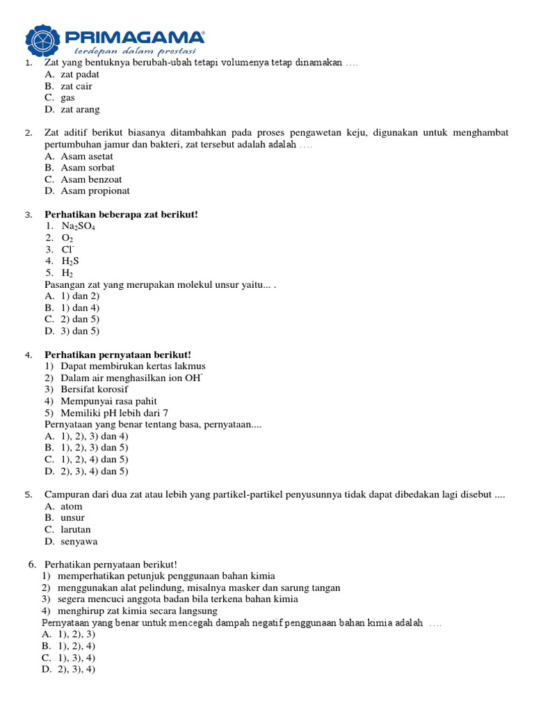 Latihan Soal Ipa - Kimia 9 SMP PDF | PDF