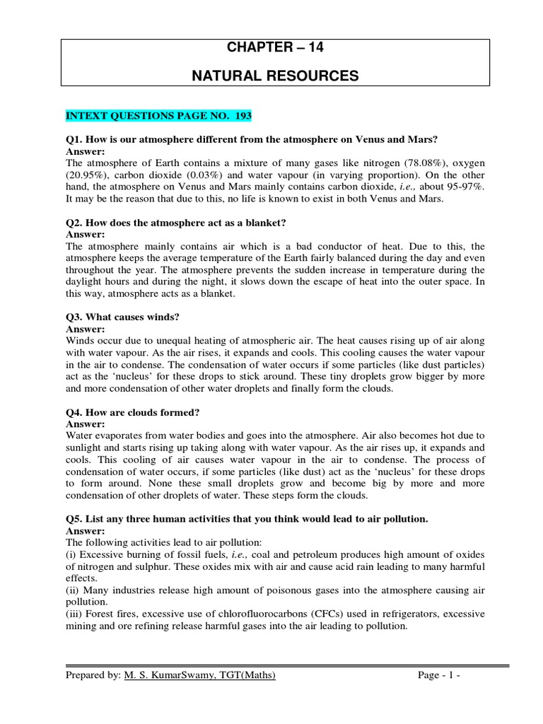 Understanding the Atmosphere and Natural Resources | PDF | Atmosphere ...