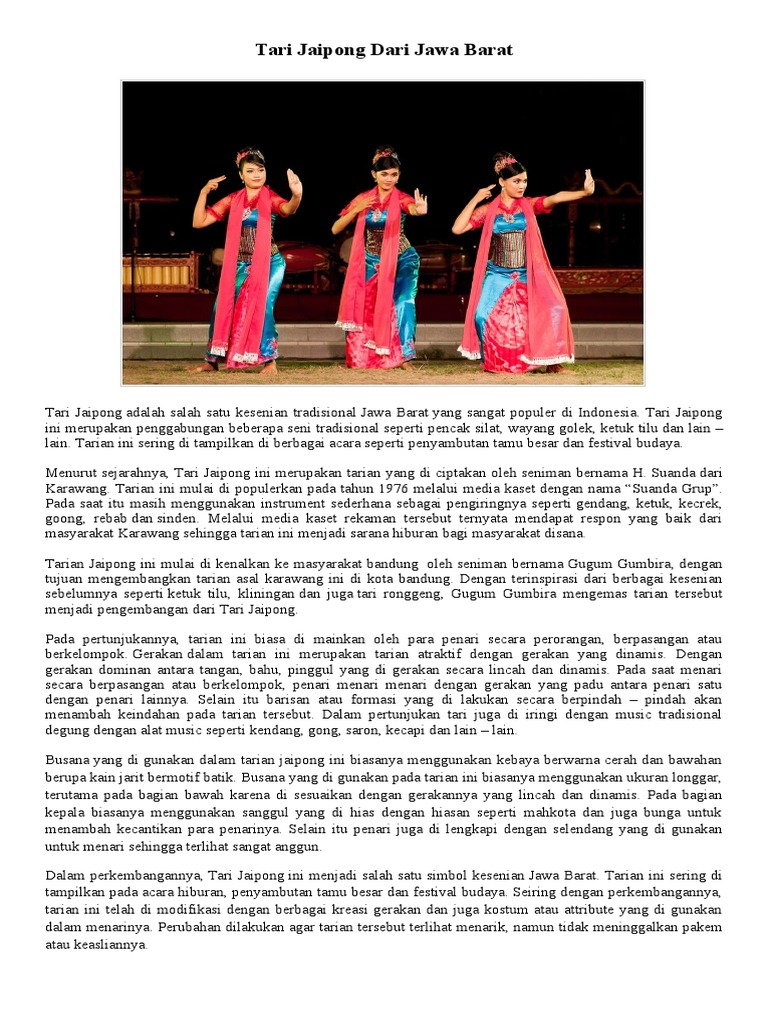 Tari Jaipong: Simbol Kesenian Jawa Barat | PDF | Seni