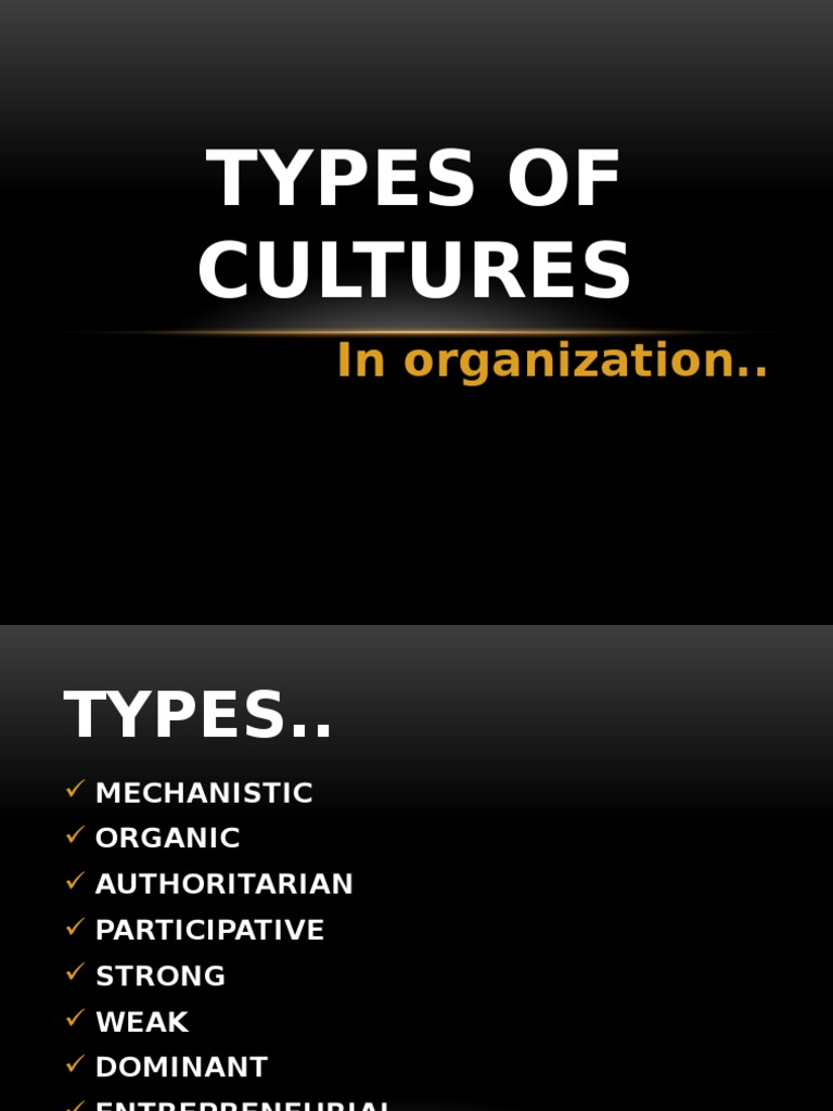 Types of Cultures: in Organization. | PDF
