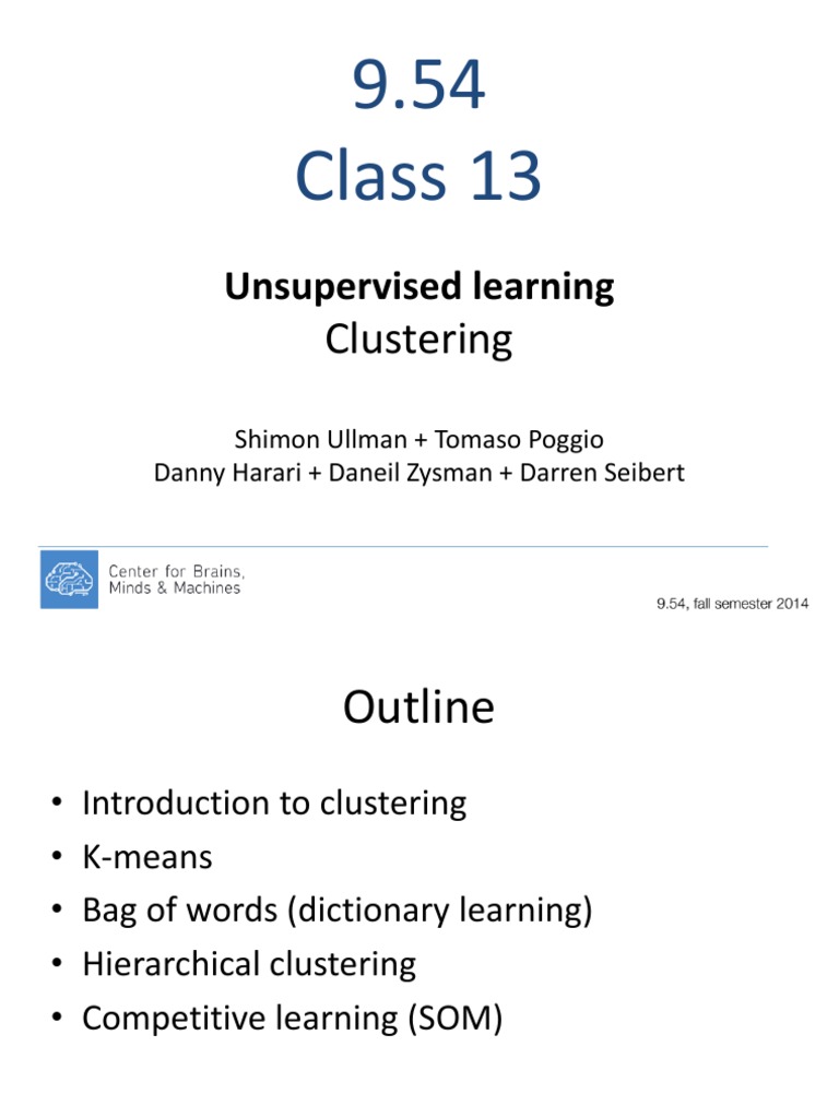 9.54 Class 13: Unsupervised Learning | PDF | Cluster Analysis | Outlier