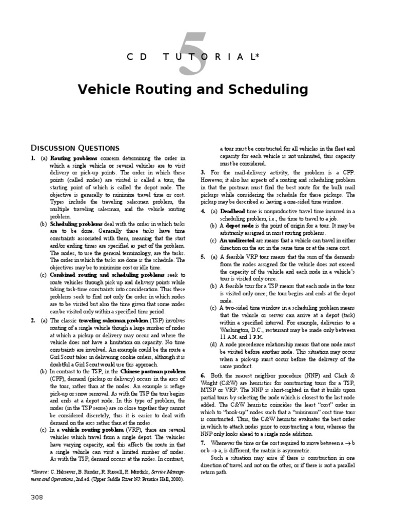 Vehicle Routing and Scheduling: CD Tutorial | Download Free PDF ...