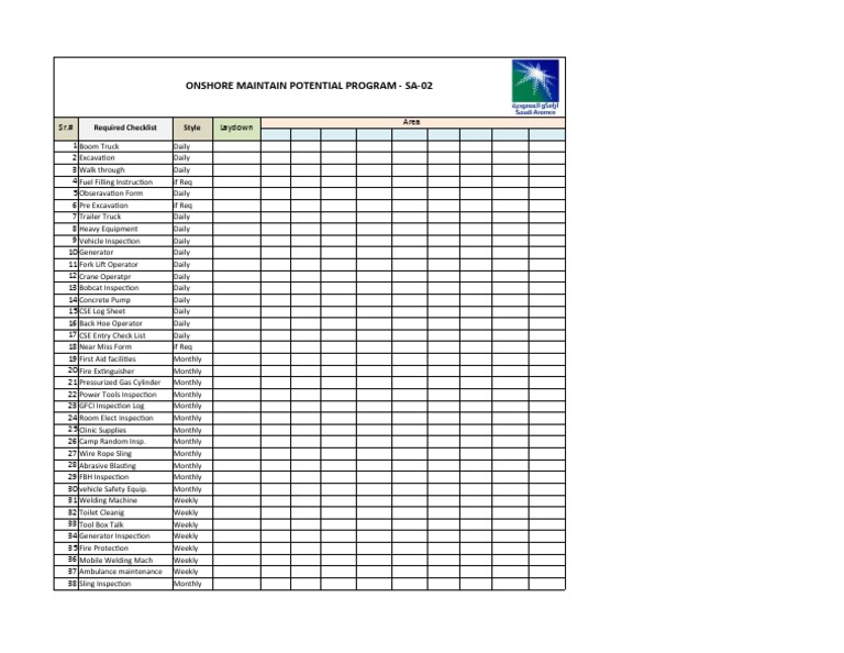 Check List Tracker Oil | PDF
