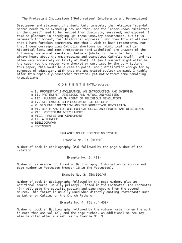 The Protestant Inquisition-Reformation Intolerance Persecut 1 | PDF ...