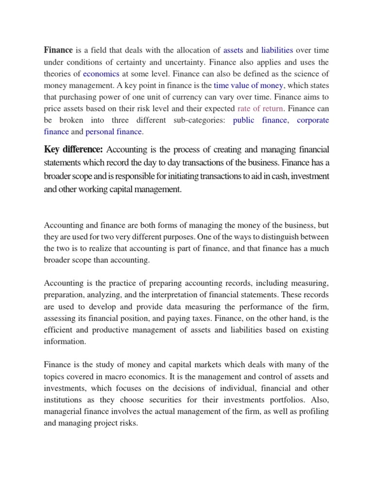 Key Difference: Accounting Is The Process of Creating and Managing ...