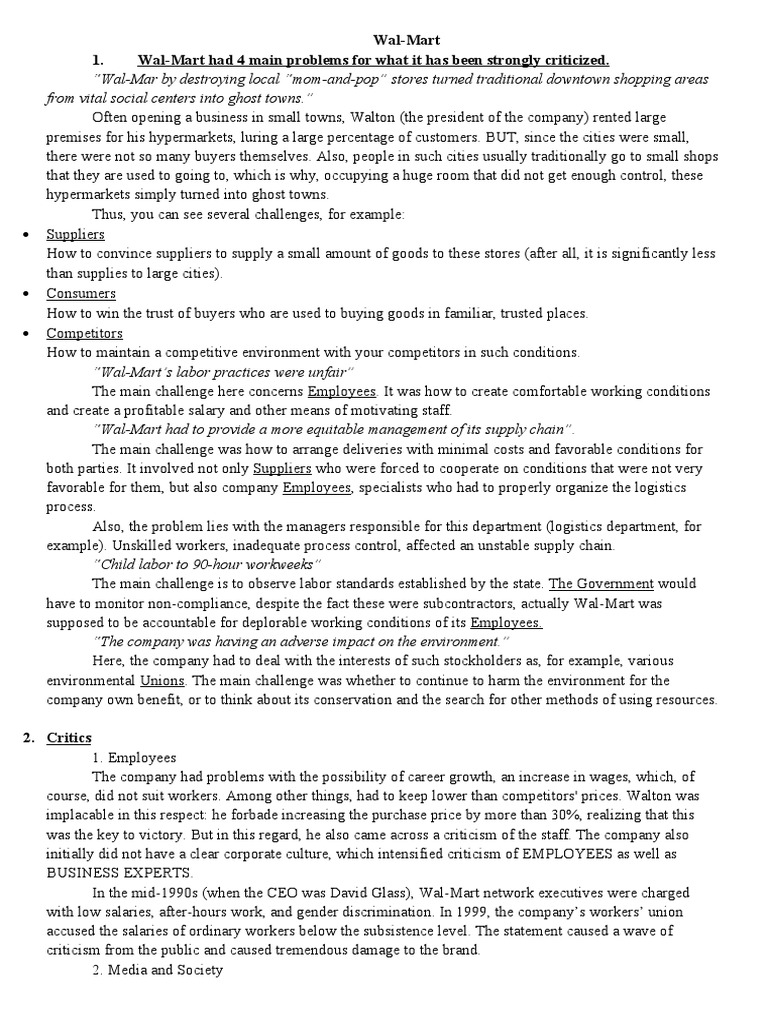 Wal-Mart Analysis | Download Free PDF | Walmart | Retail
