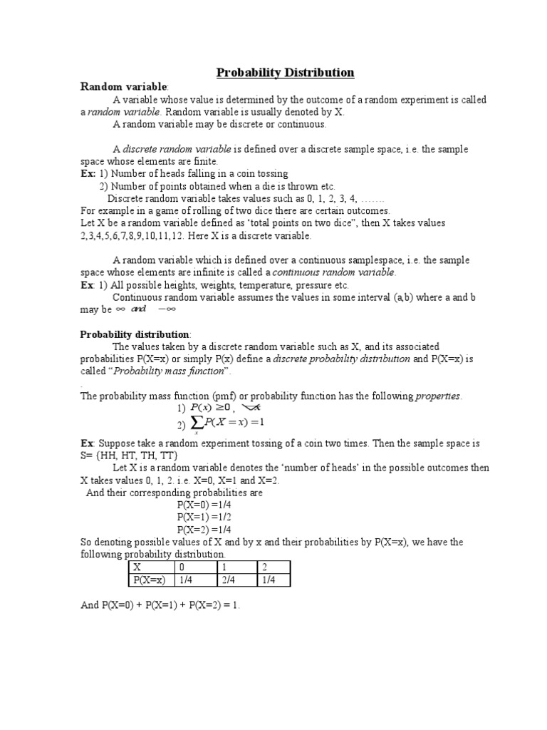 Probabilty Distributions | PDF | Probability Distribution | Random Variable
