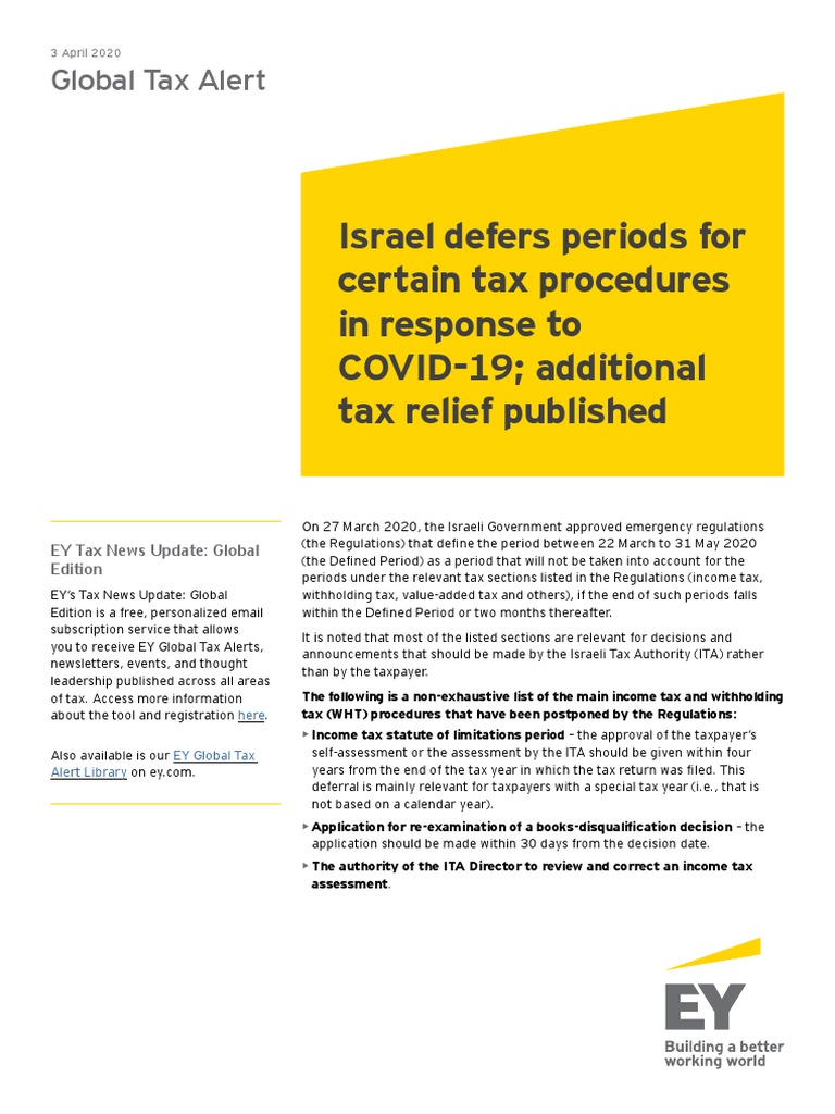 Ey Israel Defers Periods For Certain Tax Procedures in Response To ...