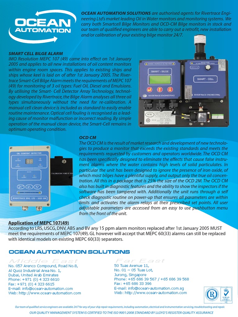 OCEAN AUTOMATION SOLUTIONS Are Authorised Agents For Rivertrace Engi ...