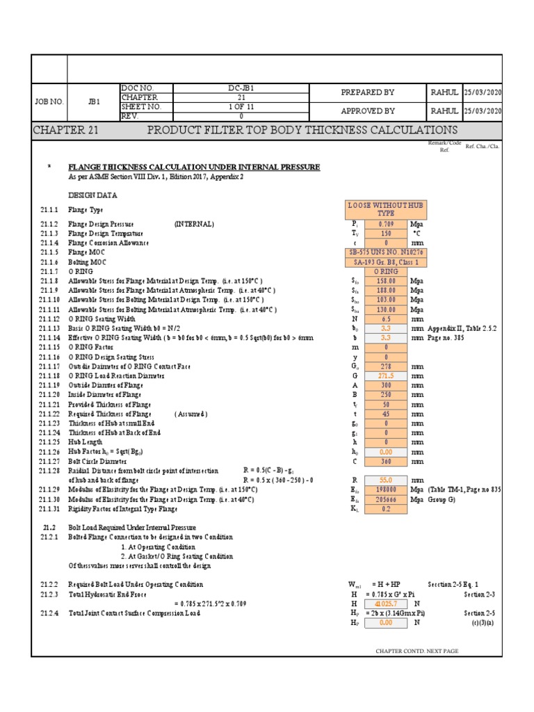 Loose Without Hub Type Body Flange Calculation | PDF | Plumbing | Gas ...