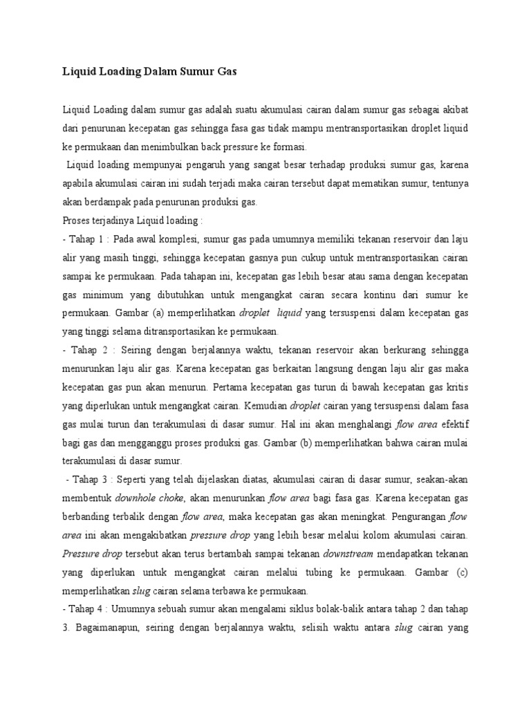 Liquid Loading Dalam Sumur Gas | PDF