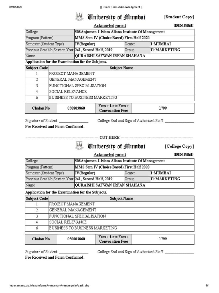 Exam Form Acknowledgment - PDF | PDF | Schools | Learning