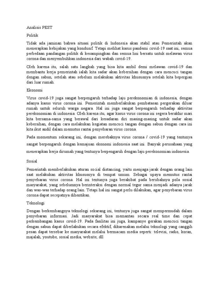 Analisis PEST - Tugas Kelompok | PDF