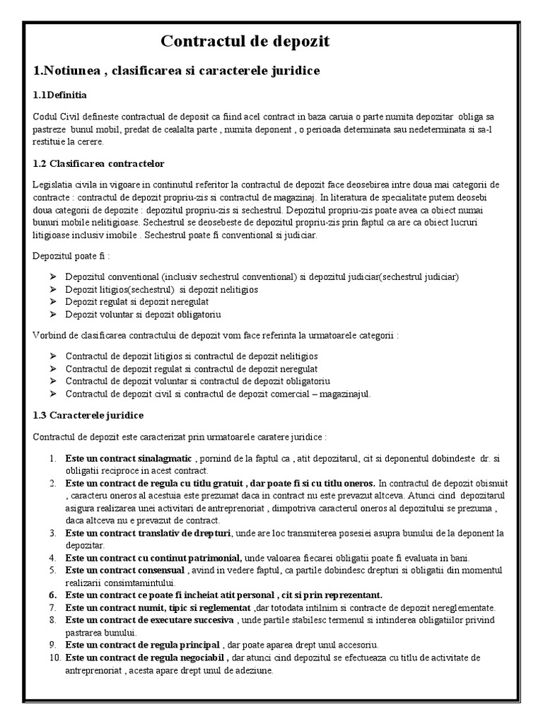 4.contract de Depozit | PDF