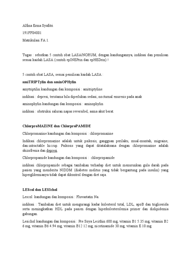 Contoh Obat LASA Dan Penulisannya | PDF