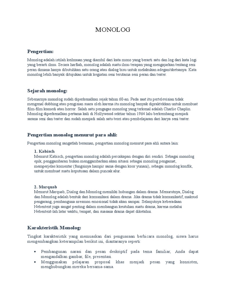 Monolog Bahasa Indonesia | PDF