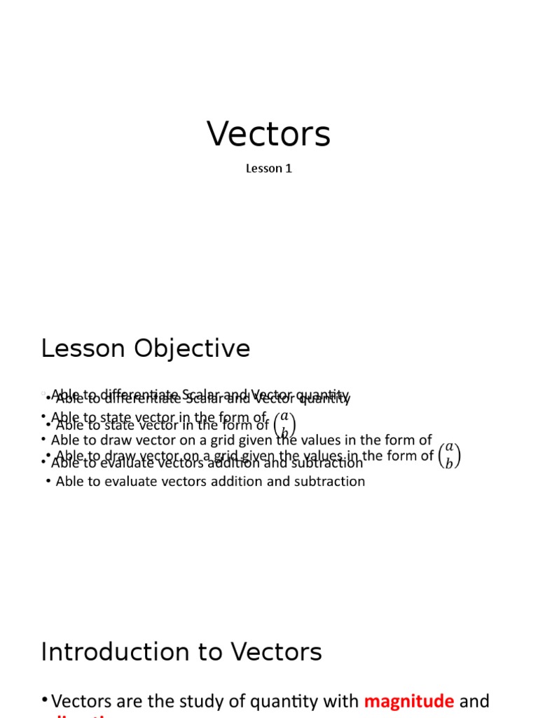 Vectors-Lesson 1 | PDF | Euclidean Vector | Abstract Algebra
