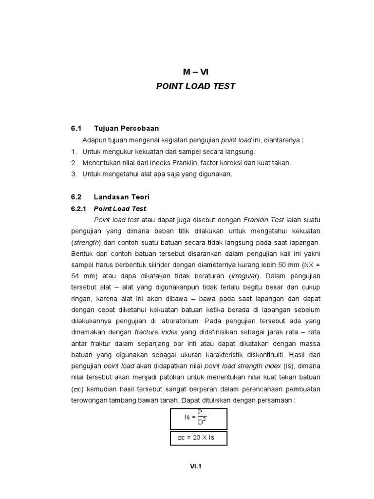 Uji Kekuatan Point Load Batuan | PDF | Metode & Bahan Ajar | Teknologi ...