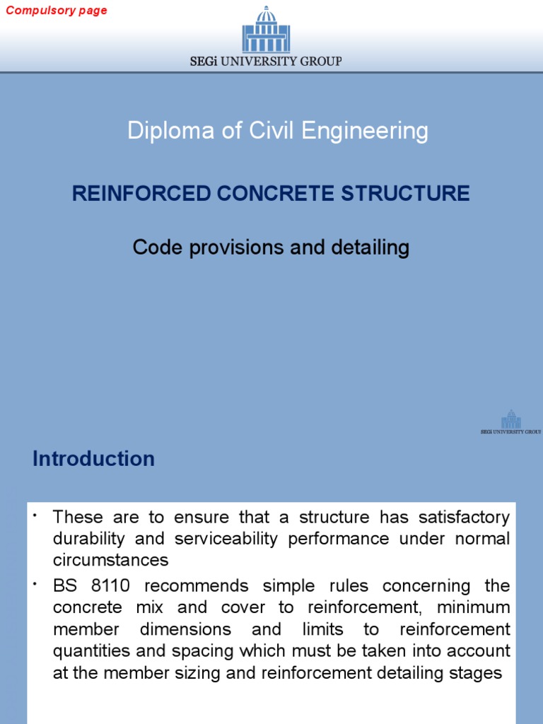 Reinforced Concrete Structure (Code Provision and Detailing) | PDF ...