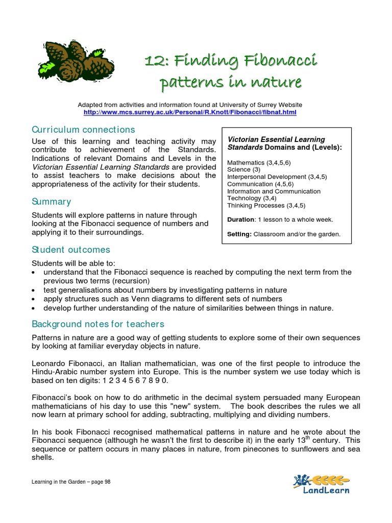 Activity 12 Finding Fibonacci Patterns in Nature PDF | PDF | Bees | Fruit