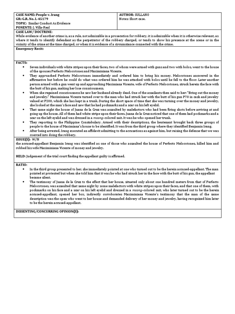 People V Irang Pdf Judiciaries Crime Violence