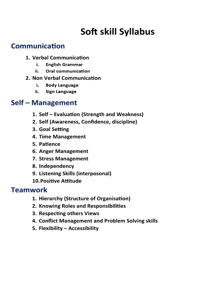 Soft Skill Syllabus | PDF