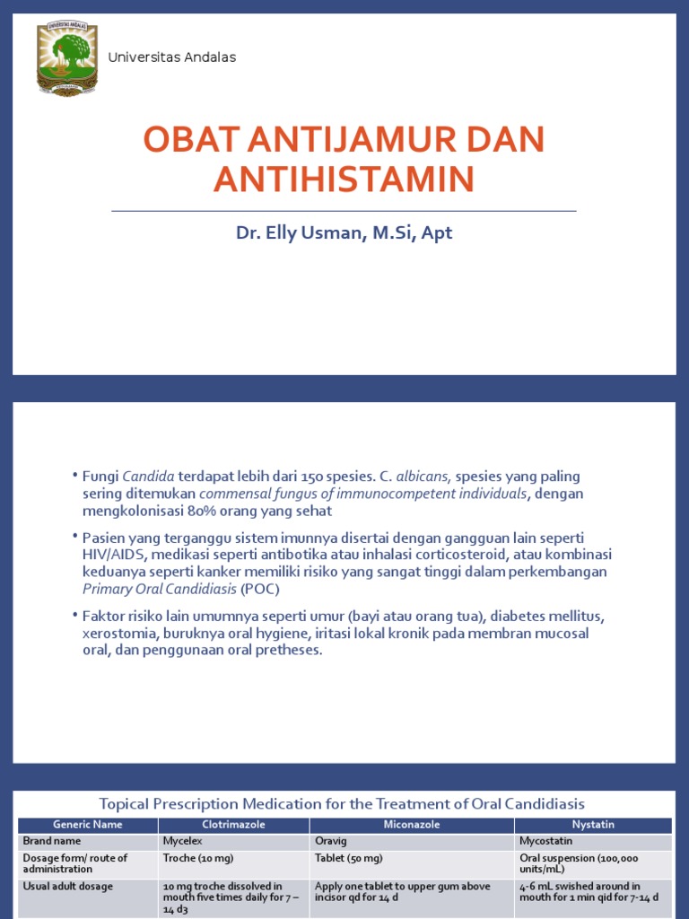 Obat Antijamur Dan Antihistamin: Dr. Elly Usman, M.Si, Apt | PDF | Pharmacology | Rtt