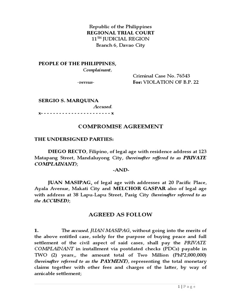 COMPROMISE Agreement | PDF | Public Law | Government Information