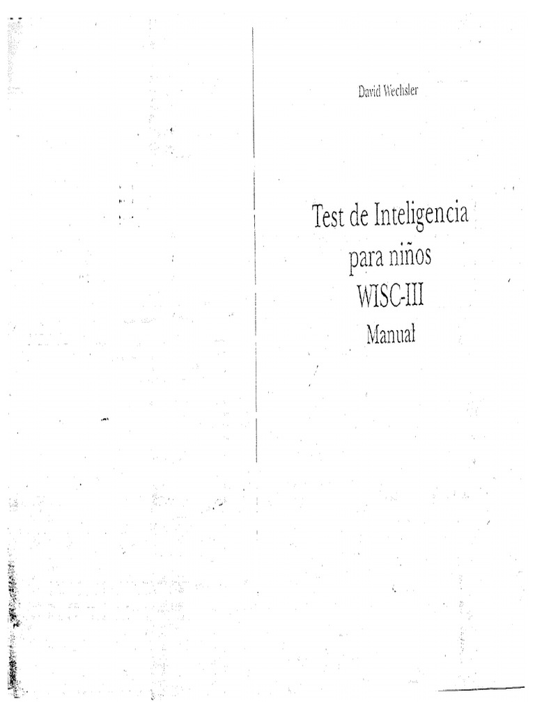 Test de Inteligencia WISC III. MANUAL. | PDF