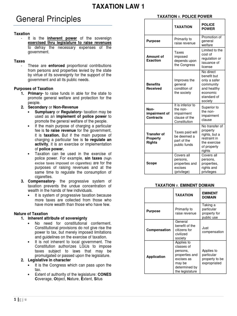 Overview of Taxation Law Principles | PDF | Taxation In The United ...