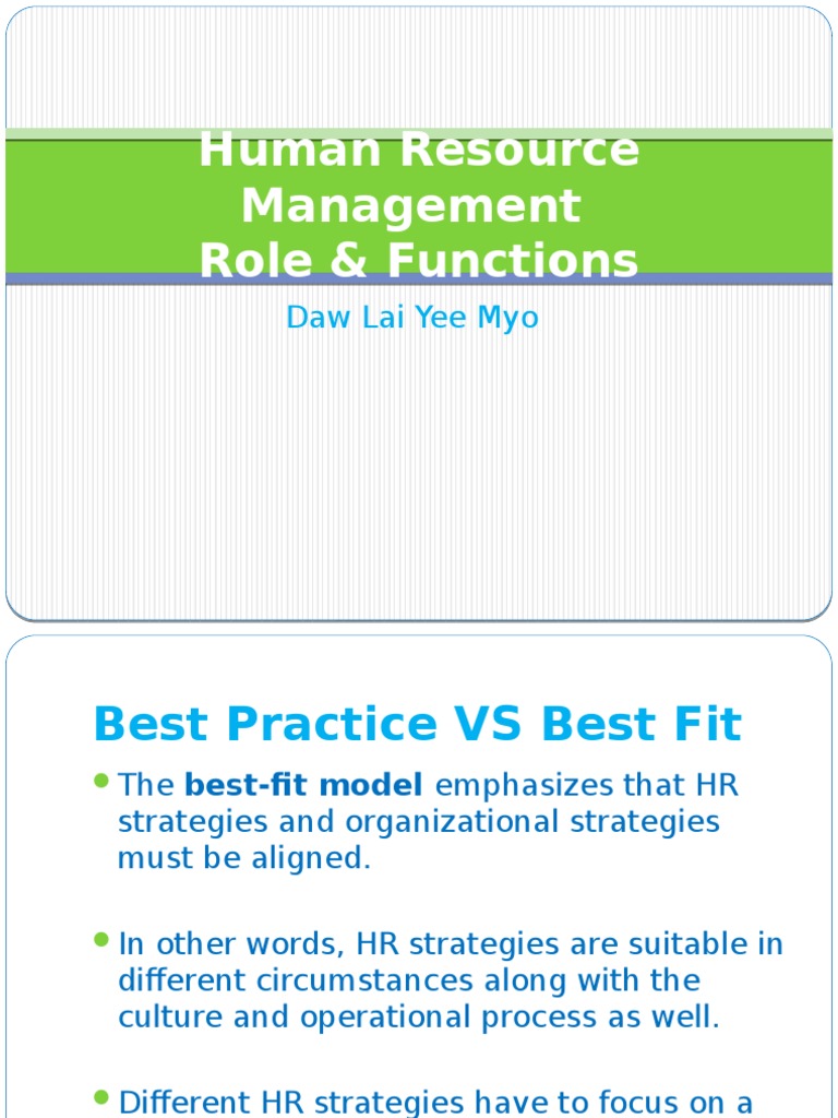 HRM Best Fit Vs Best Practice | PDF