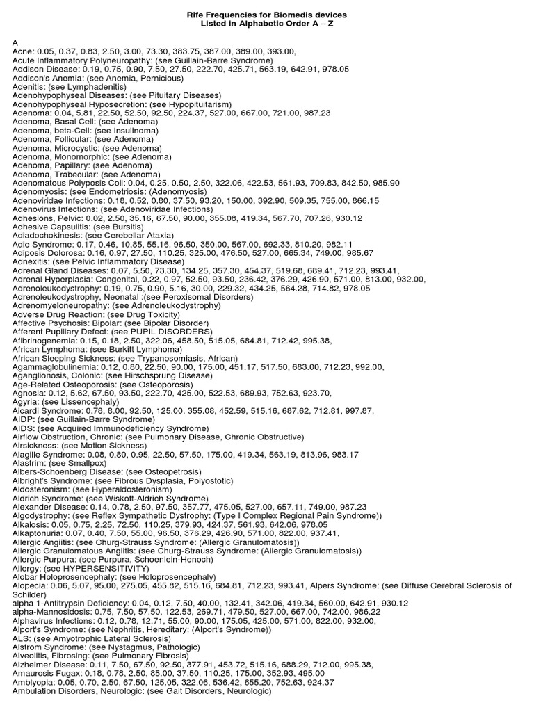 Rife Frequencies | PDF | Leukemia | Cancer